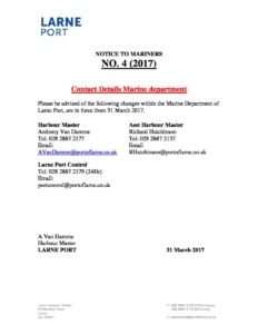 2017-04 Notice to Mariners Changes to Marine department - Port of Larne